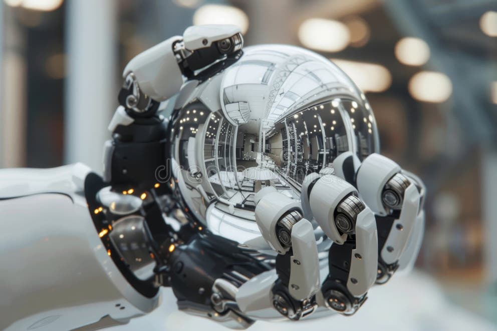 Robotic Hand Holding an Advanced Artificial Intelligence Sphere for ...