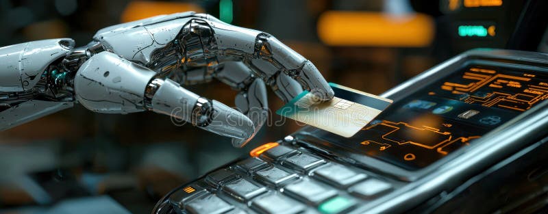 Robotic Hand Holding Credit Card while Interacting with Payment ...