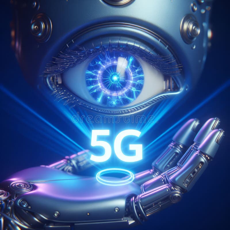 Robotic Hand Holding 5G Hologram Vision, Ai Generated Stock ...