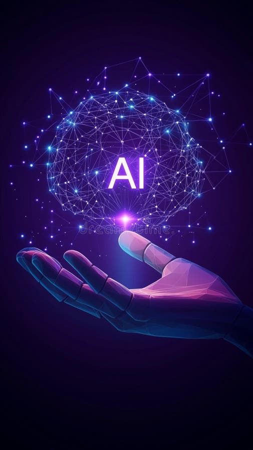 Robotic Hand Holding Glowing Ai Sphere: Artificial Intelligence Concept ...