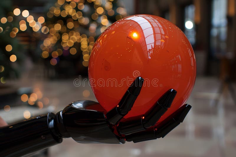 Robotic Hand Holding Glowing Artificial Intelligence Sphere in ...