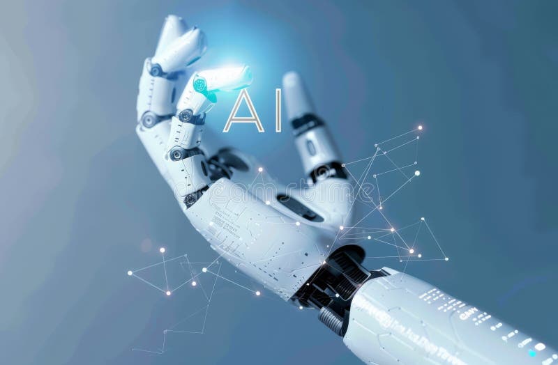 Robotic Hand Holding Glowing Light Representing Artificial Intelligence ...