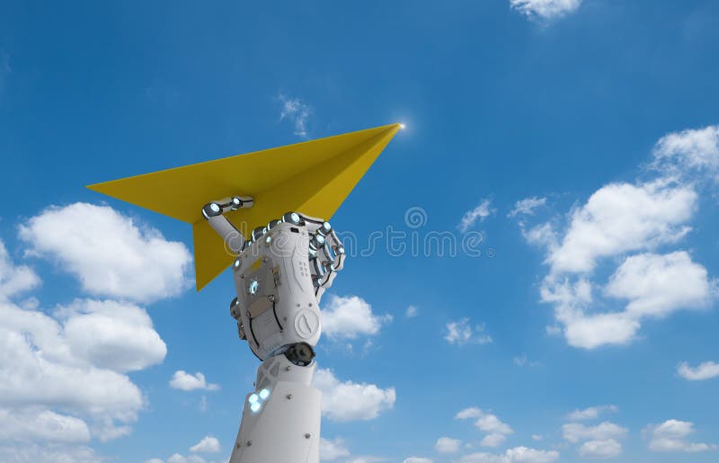 Robot Holding Paper Airplane Stock Illustrations – 15 Robot Holding ...