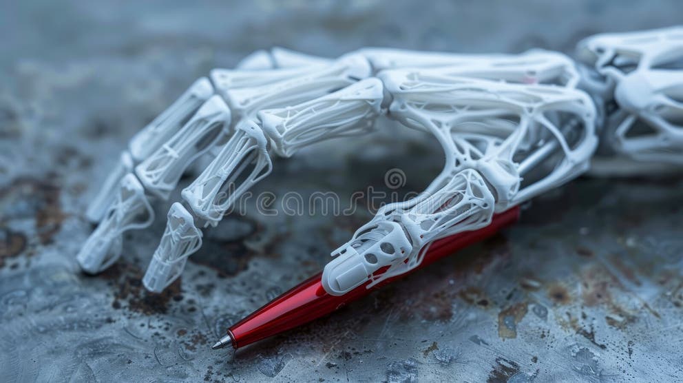 Robotic Hand Holding a Pen. Stock Photo - Image of automation ...