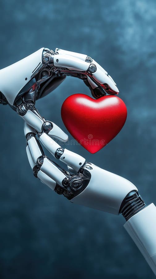 Robotic Hand Holding a Red Heart Symbolizing Connection Stock Image ...