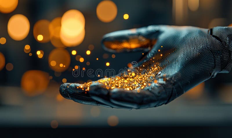 A Robotic Hand Holds Glowing Particles, Symbolizing Cutting-edge ...