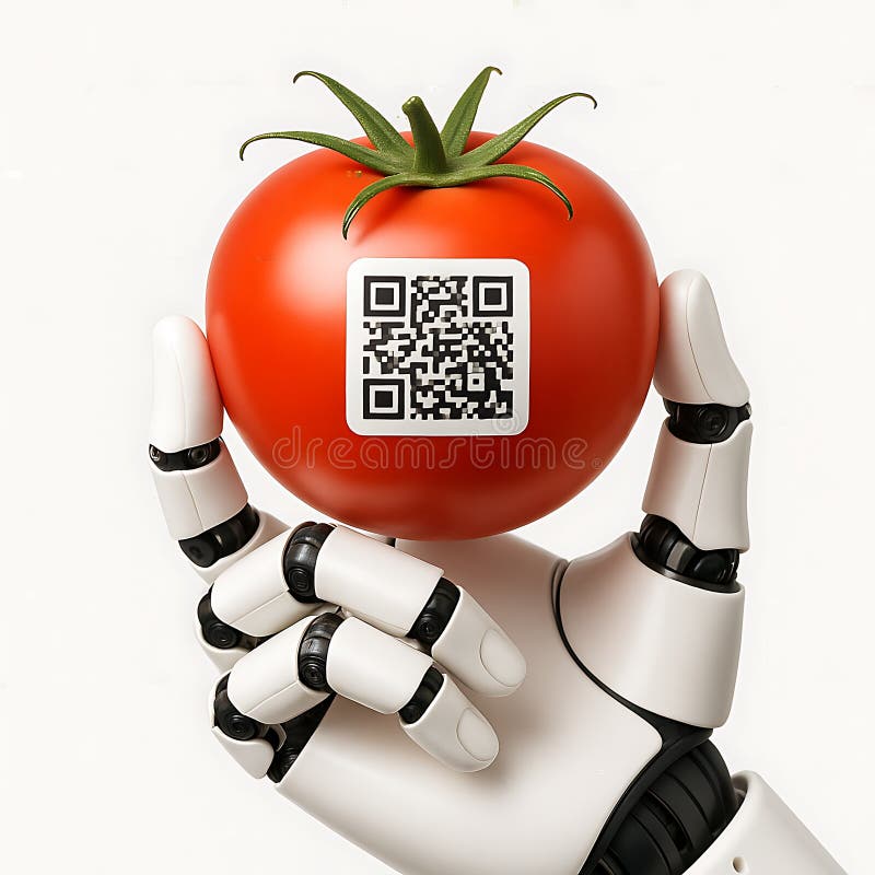 Blockchain Tomato: Robotic Hand and Food Traceability Stock ...