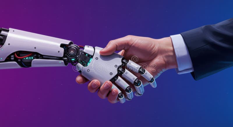 Human-Robot Collaboration stock illustration. Illustration of ...