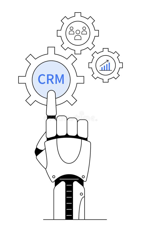 Robotic Hand Interacting with CRM Settings and Growth Analytics Stock ...