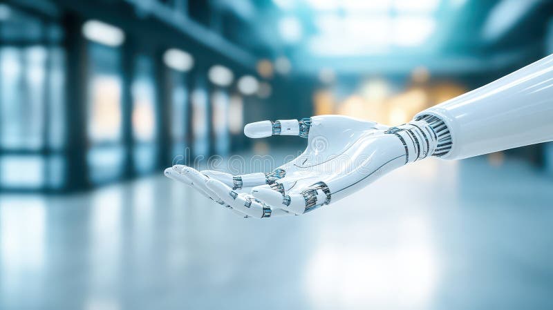 Robotic Hand Interacting with Digital Data, Symbol of Automation and ...