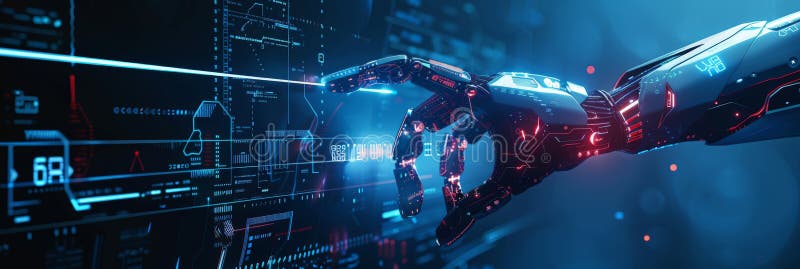 Robotic Hand Interacting with a Digital Interface, Showcasing Advanced ...