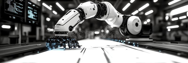 Robotic Hand Interacting with Digital Touch Surface Stock Illustration ...