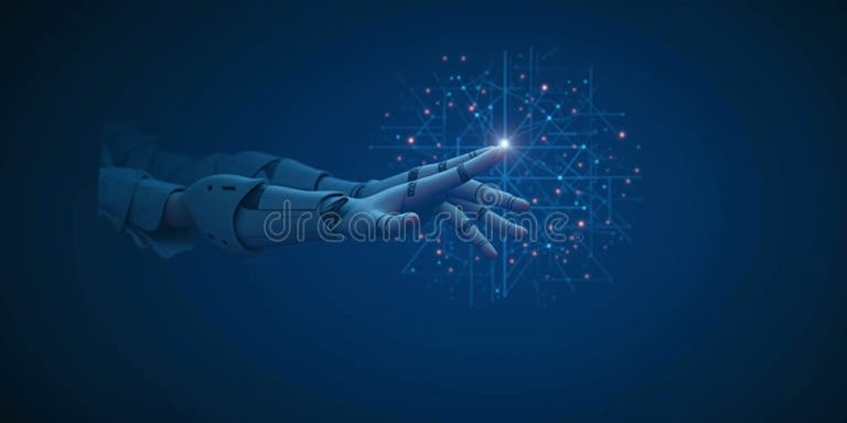 Robot Hand Connecting To Futuristic Digital Network Stock Illustration ...