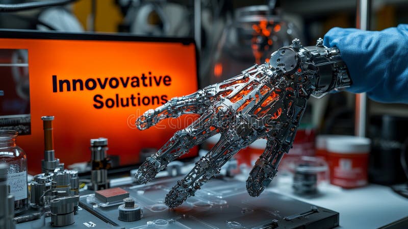 Robotic Hand Interacting Technology Futuristic Lab Stock Photos - Free ...