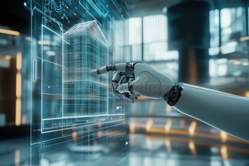 A Robotic Hand Interacts with a Digital Architectural Model in a ...