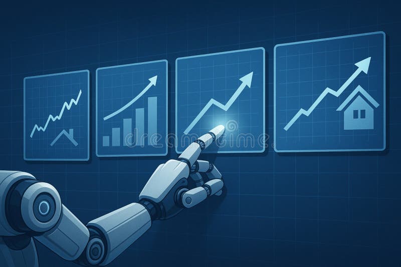 AI-Assisted Robot Hand Navigating Investment Trend Panels Stock ...