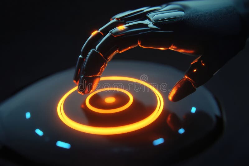 Robotic Hand Interacts Glowing Virtual Button Advanced Technology ...