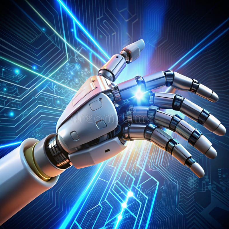 Robotic Hand Interfacing with Difurans Quantum Computer Stock ...