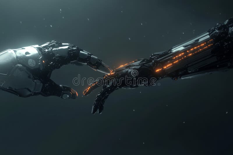 A Robotic Hand Makes Contact with a Human Hand, Symbolizing the Link ...