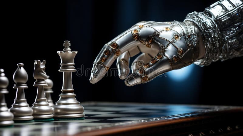 Robotic Hand Making a Chess Move. Generative Ai Stock Illustration ...