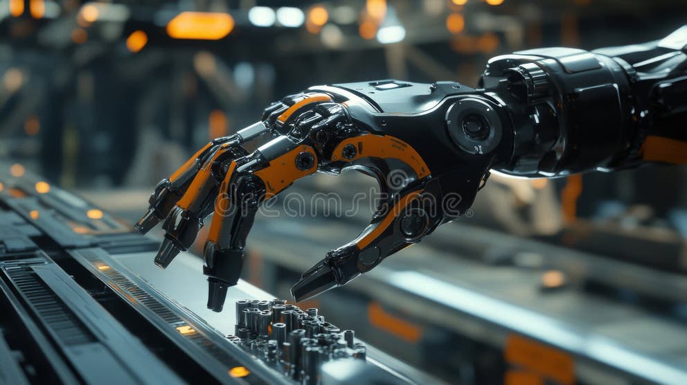 Robotic Hand Manipulating Small Cylindrical Objects Stock Illustration ...