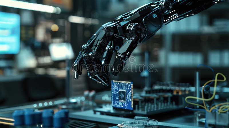 The Robotic Hand with Microchip. AI Generated Stock Photo - Image of ...