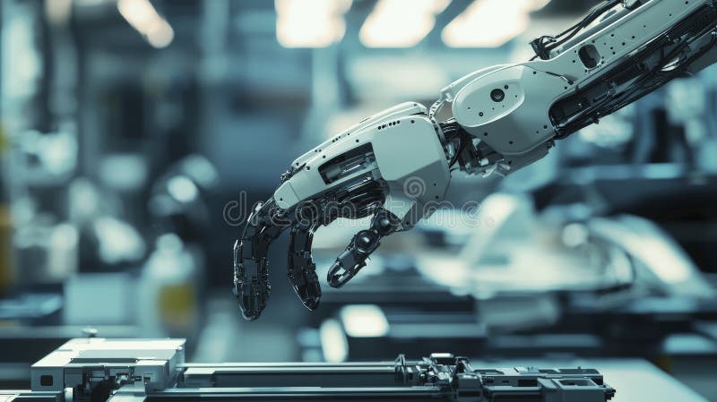 Robotic Hand in Modern Manufacturing Facility with Focus Stock ...