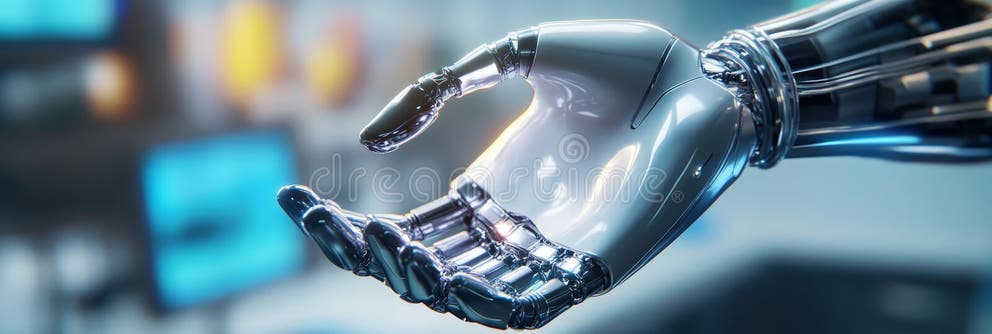 Robotic Hand Offering Innovation Future Tech AI Assistance Digital ...