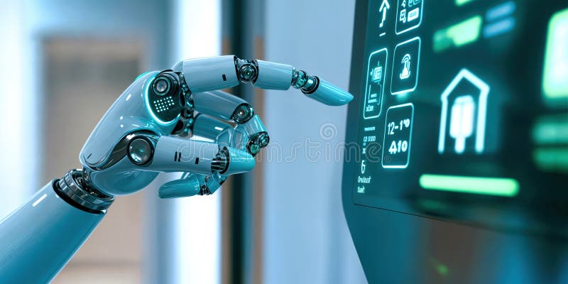 Robotic Hand Operates a Futuristic Home Control Panel Stock ...