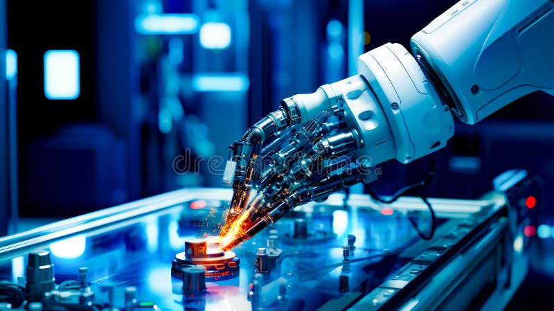 Robotic Hand Operating Machine with Piece of Metal in Front of it ...