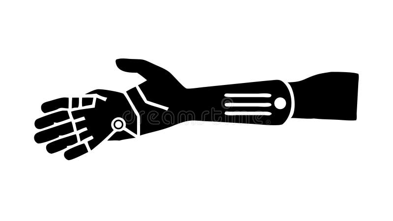 Robotic Hand Outline, Technology and Bionics Icon, Vector Design ...