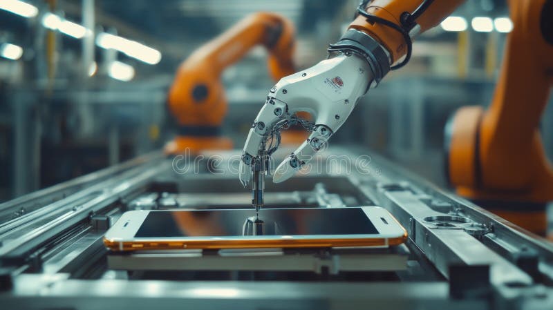 Robotic Hand Performing Smartphone Assembly Task Stock Photo - Image of ...