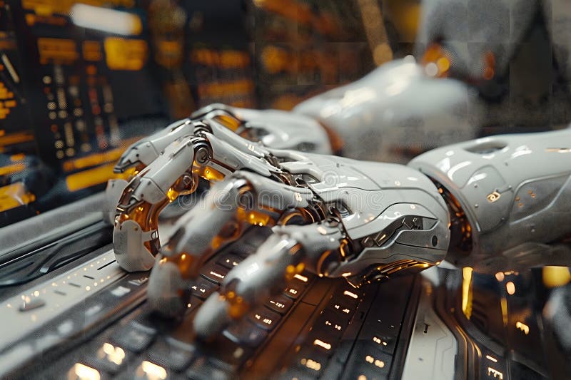 Robotic Hand Typing on Computer Keyboard Generative AI Stock ...