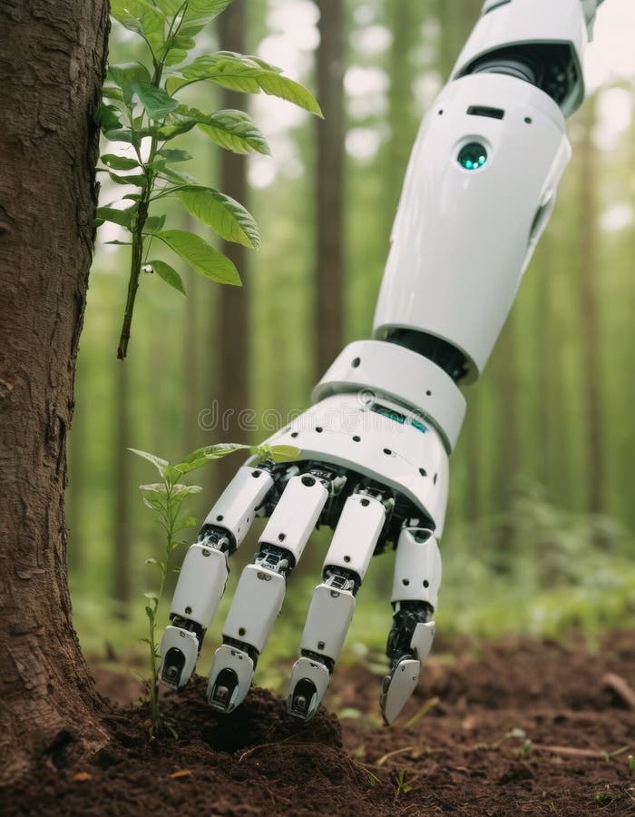 Robotic Hand Planting Sapling Stock Image - Image of botany, delicate ...