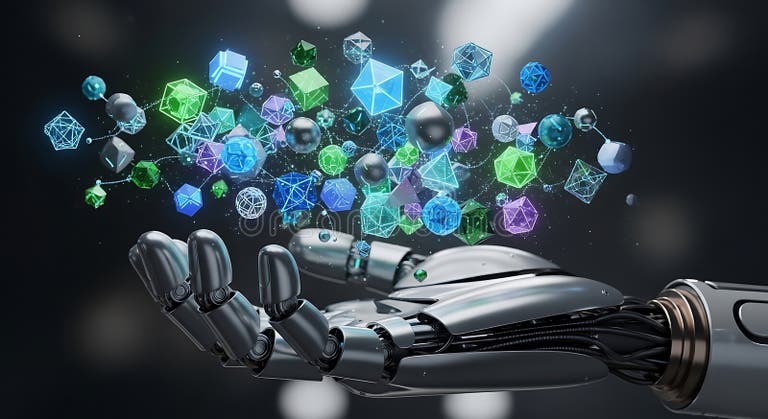 Robot Hand Holding Geometric Shapes Technology Innovation Ai Artificial ...