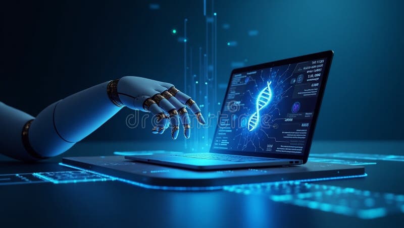 AI Robot Hand Analyzing DNA Data through Medical Technology and ...