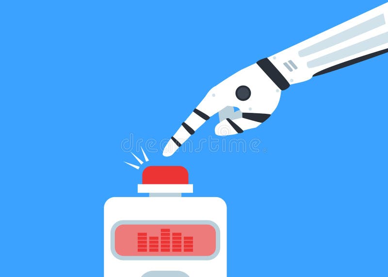 Robot Hand Pushing Button Stock Illustrations – 118 Robot Hand Pushing ...