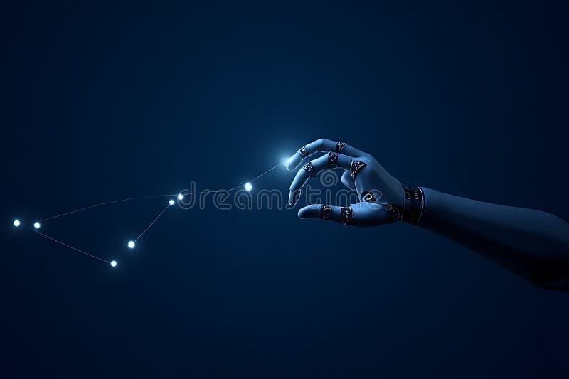A Robotic Hand Reaches Out To Connect Stars, Forming a Constellation in ...