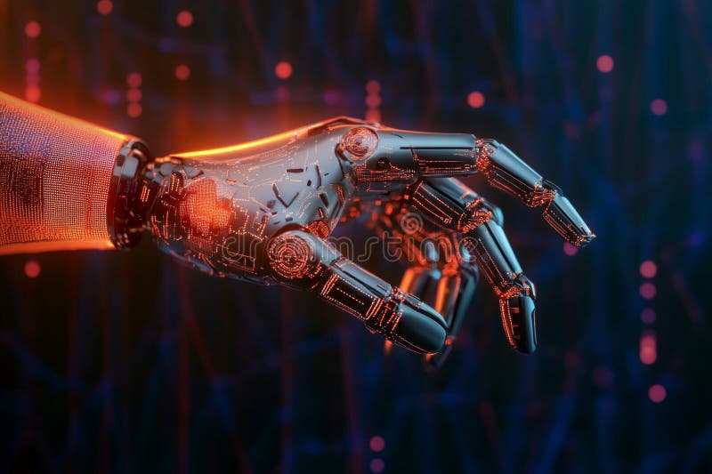 Robotic Hand Reaching into Digital Space AI, Futuristic Technology ...