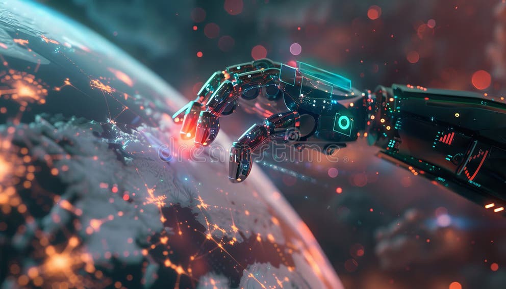 A Robotic Hand is Reaching Out To Touch a Globe by AI Generated Image ...