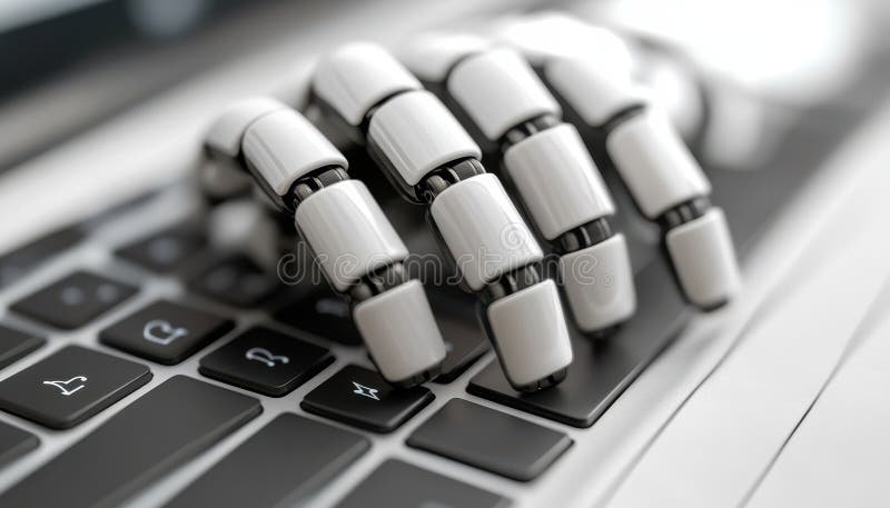 A Robotic Hand Resting on a Laptop Keyboard during a Technology ... A Robotic Hand Resting on a Laptop Keyboard during a Technology ...