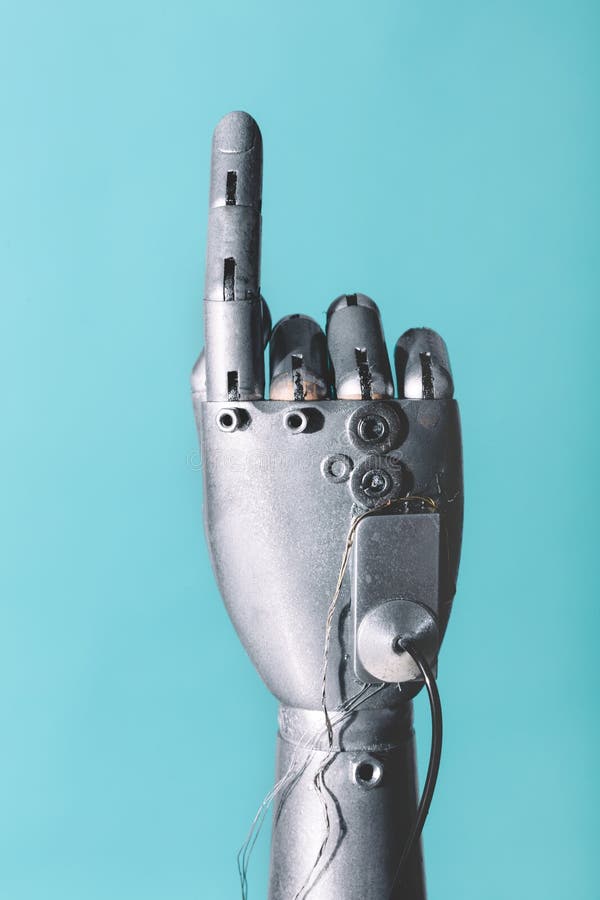 Robotic Bionic Hand Connected with Human Hand Stock Illustration ...