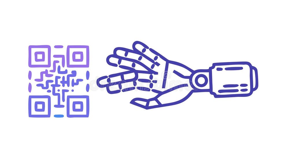Robotic Hand Scanning QR Code, Future of Interaction, Vector Design ...