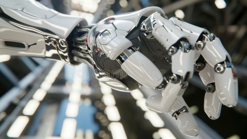 A Robotic Hand is Seen Manipulating a Laptop Inside a Room Stock Image ...