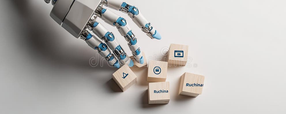 AI and Wooden Blocks stock illustration. Illustration of process ...