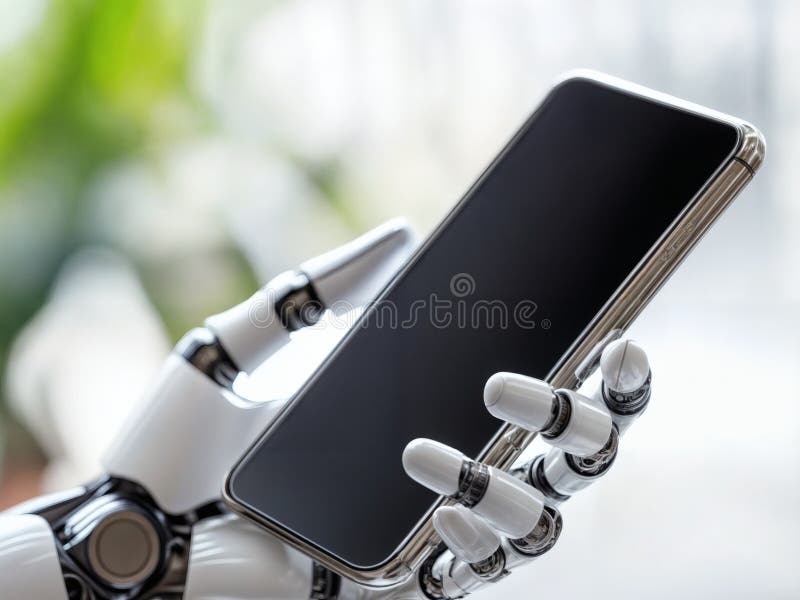 A Robotic Hand with a Sense of Technology a Hand Holding an Smart Phone ...