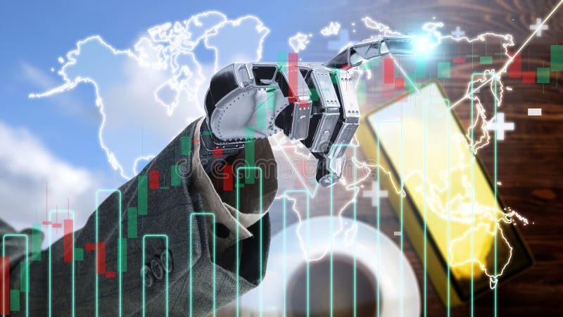 Robotic Hand Showing Increases in Profitability Graph Stock Photo ...