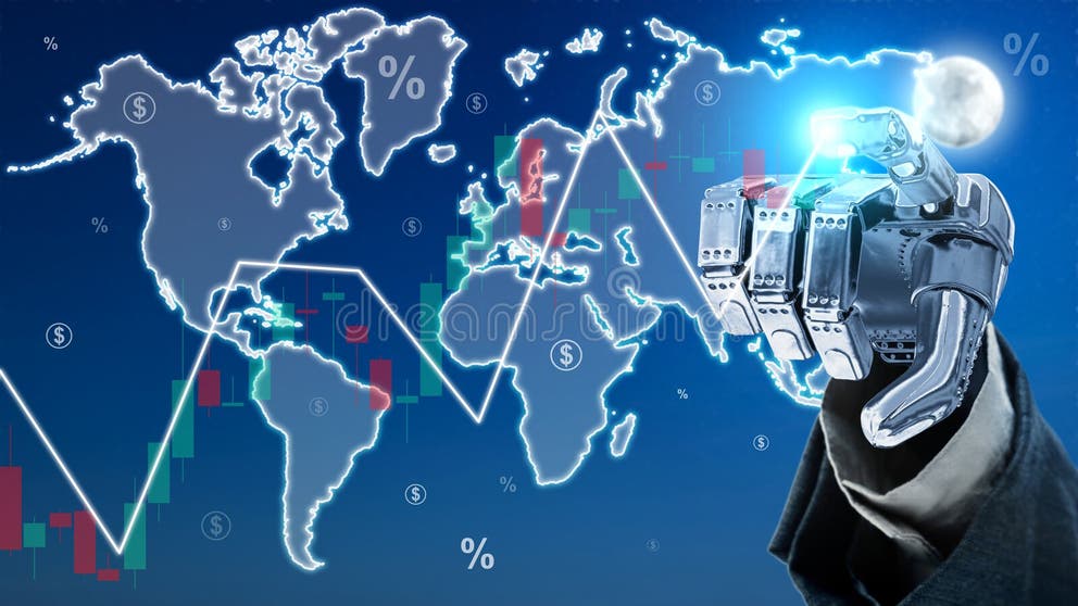Robotic Hand Showing Increases in Profitability Graph Stock Photo ...