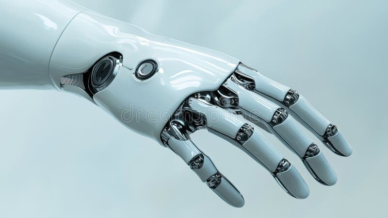 A Robotic Hand with a Silver Finish and Black Fingers, AI Stock Photo ...