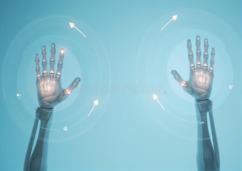 Robotic Hand Simulation in Aerial Virtual Tech Environment Stock ...